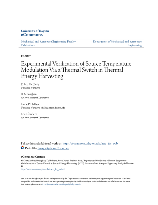 Pdf Experimental Verification Of Source Temperature Modulation Via A