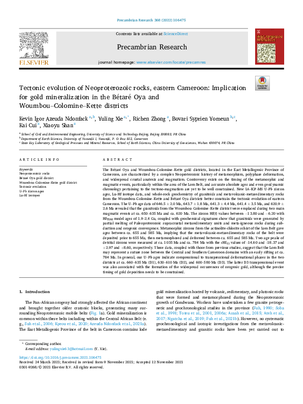 (PDF) Tectonic evolution of Neoproterozoic rocks, eastern Cameroon ...