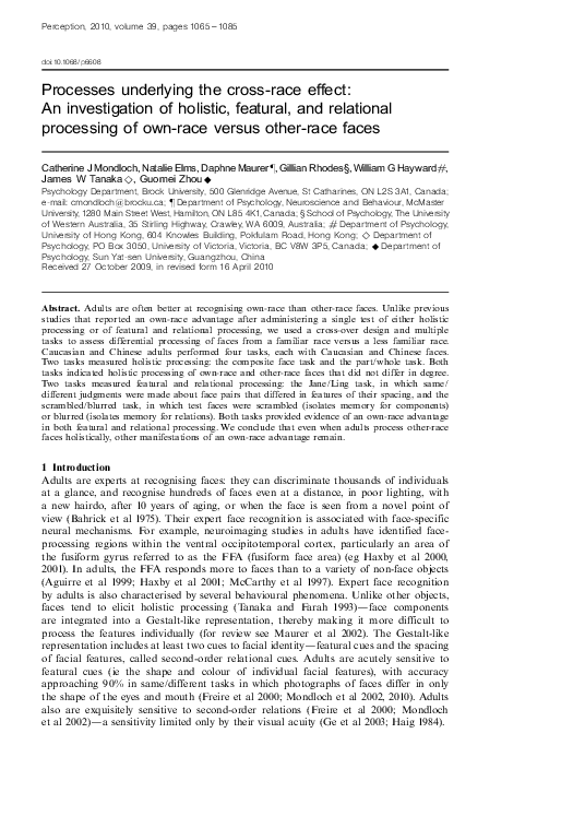 (PDF) Processes underlying the cross-race effect: An investigation of ...