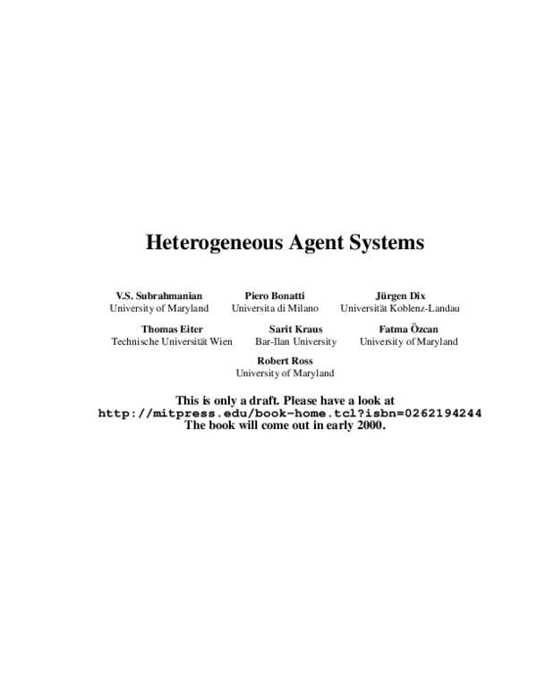 (PDF) Heterogeneous agent systems | Jürgen Dix - Academia.edu