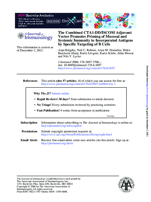 (PDF) The combined CTA1-DD/ISCOM adjuvant vector promotes priming of ...