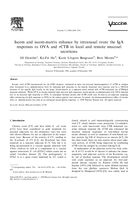 (PDF) Iscom and iscom-matrix enhance by intranasal route the IgA ...