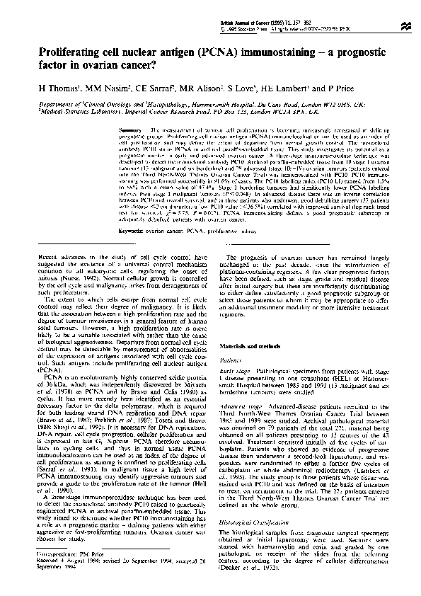 (PDF) Proliferating Cell Nuclear Antigen (PCNA) Immunostaining in ...