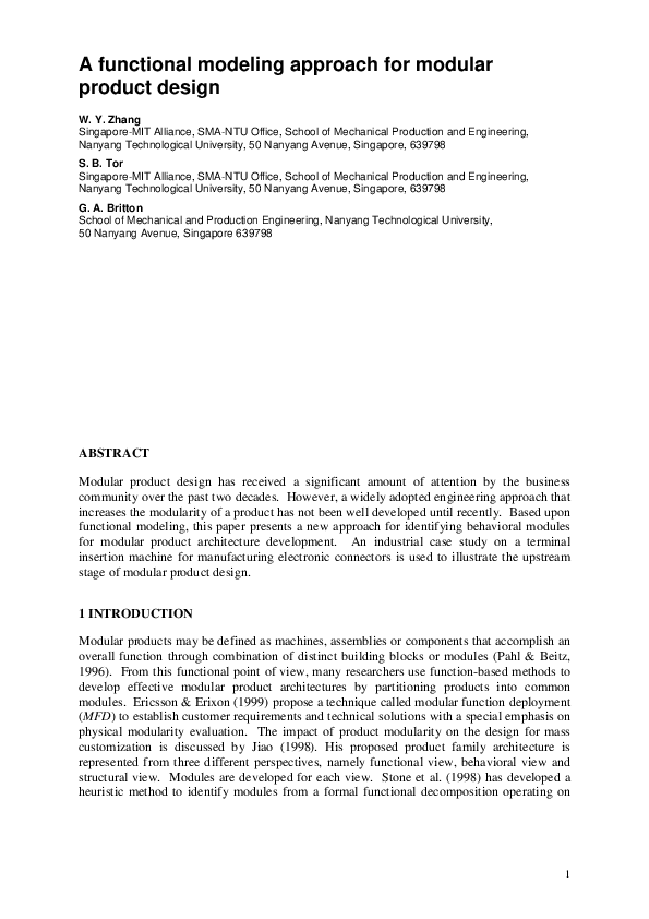 (PDF) A Functional Modelling Approach for Modular Product Design