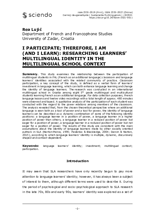 (PDF) I Participate; Therefore, I Am (And I Learn): Researching ...