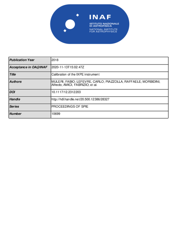 (PDF) Calibration of the IXPE instrument