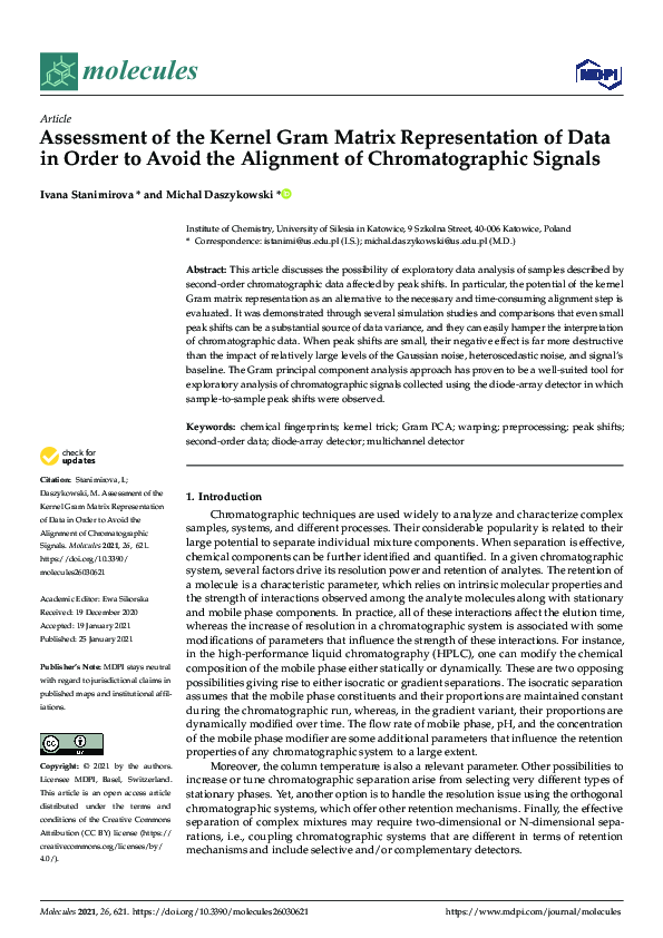 (PDF) Kernel Gram Matrix for Chromatographic Signal Analysis