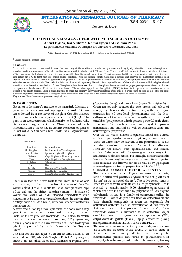 (PDF) Green Tea Paper