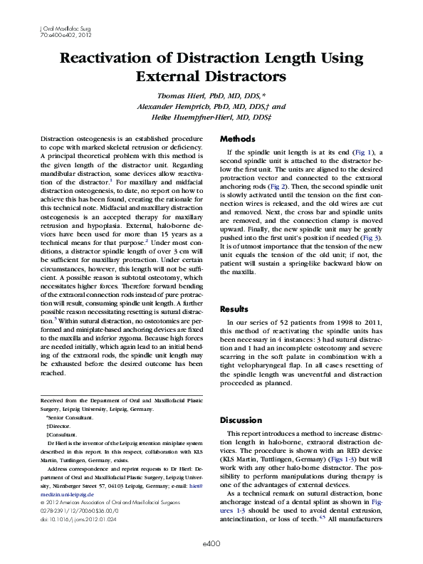 (PDF) Reactivation of Distraction Length Using External Distractors