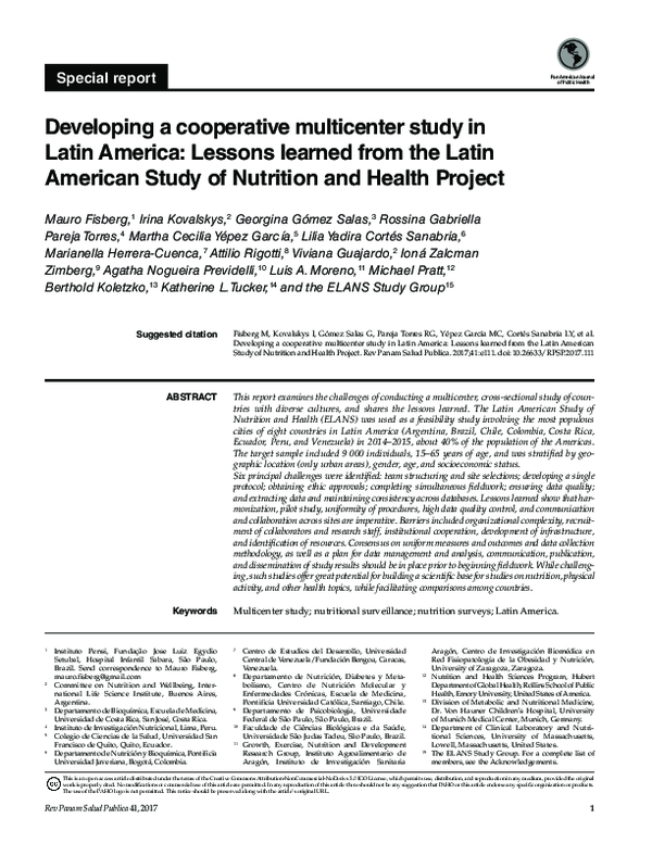 (PDF) Developing a cooperative multicenter study in Latin America ...