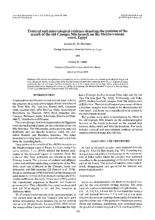 (PDF) Textural and mineralogical evidence denoting the position of the ...