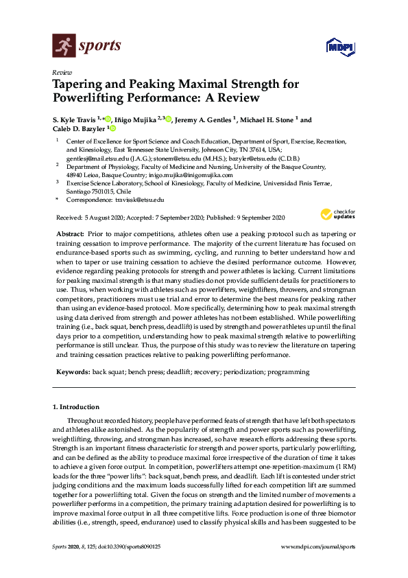 (PDF) Tapering and Peaking Maximal Strength for Powerlifting ...