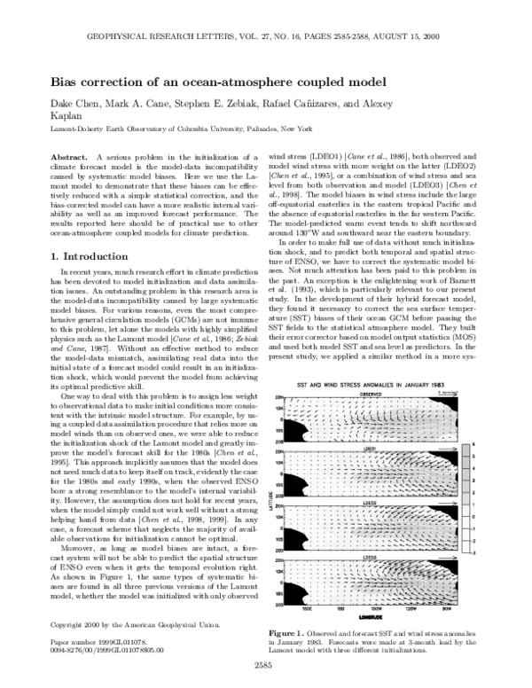 (PDF) Bias correction of an ocean-atmosphere coupled model