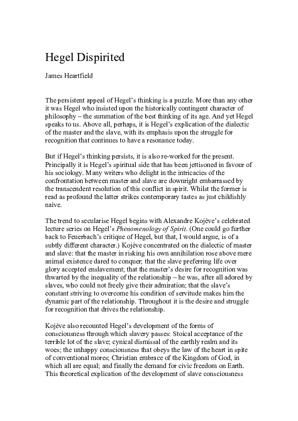 (DOC) Hegel Dispirited