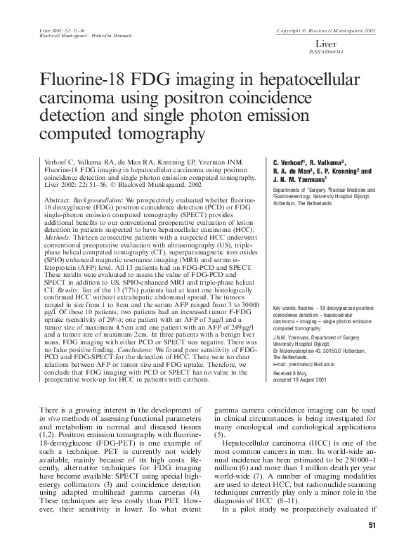 (PDF) Fluorine-18 FDG imaging in hepatocellular carcinoma using ...