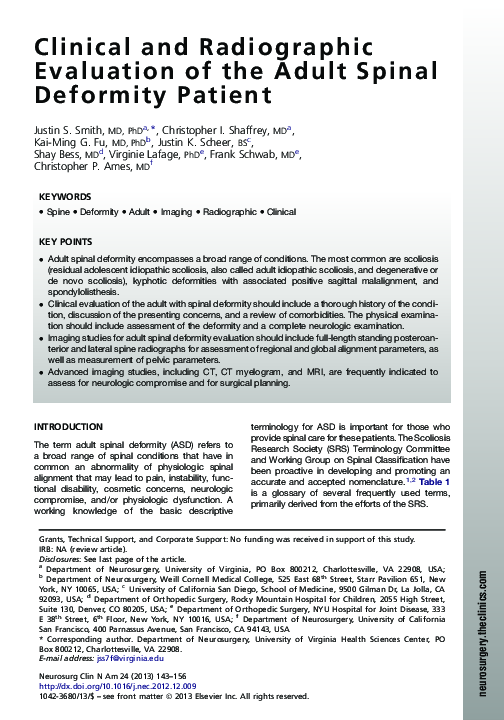 (PDF) Clinical and Radiographic Evaluation of the Adult Spinal Deformity Patient