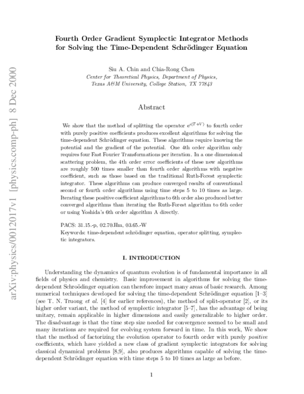 Pdf Fourth Order Gradient Symplectic Integrator Methods For Solving