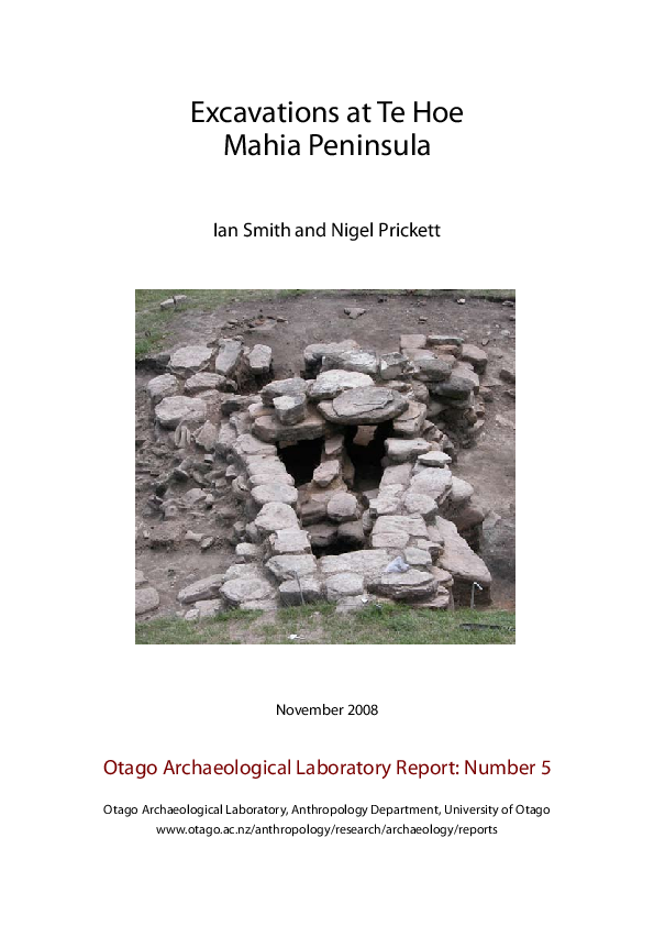 (PDF) Excavations at Te Hoe, Mahia Peninsula.