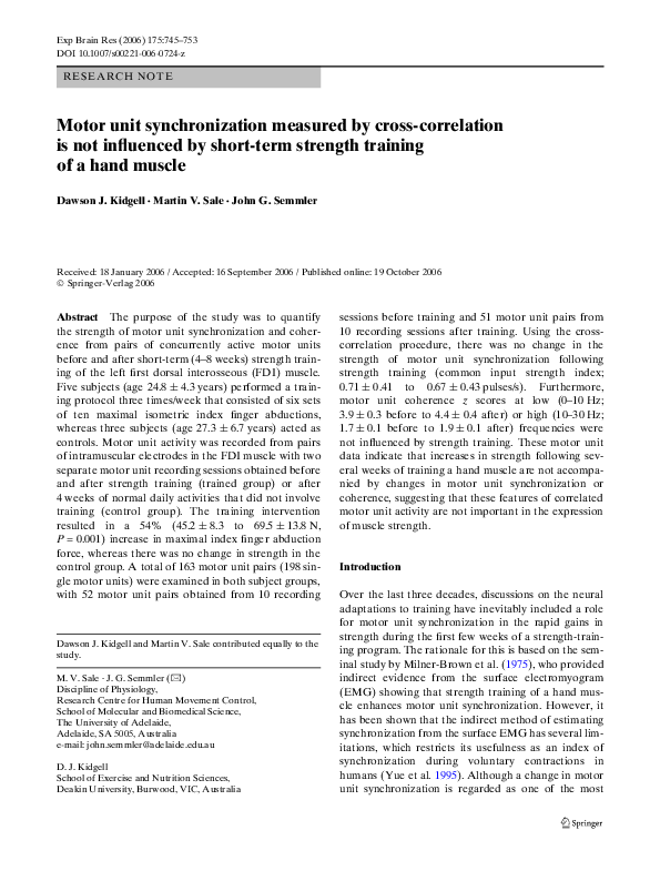 (PDF) Motor unit synchronization measured by cross-correlation is not ...