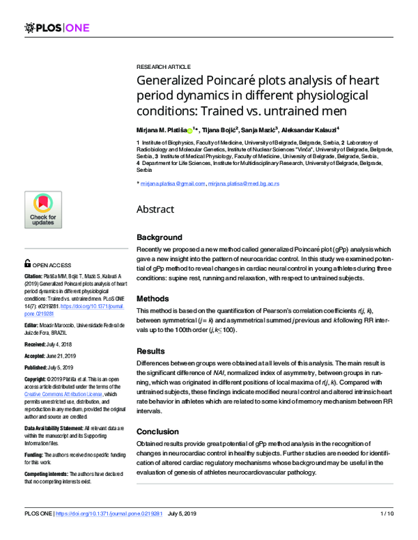 (PDF) Generalized Poincaré plots analysis of heart period dynamics in ...