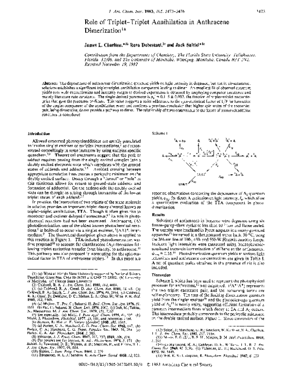 (PDF) Role of Triplet-Triplet Annihilation In Anthracene Dimerization ...