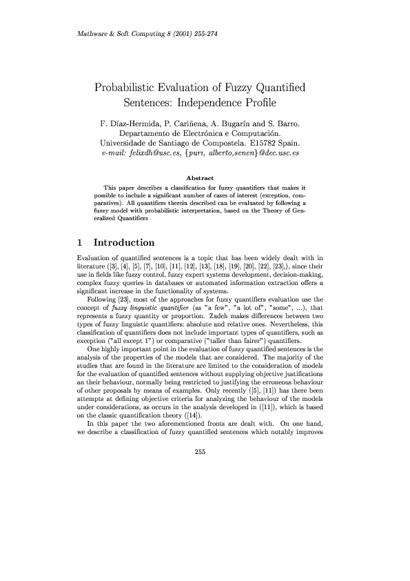 (PDF) Probabilistic evaluation of fuzzy quantified sentences: independence profile