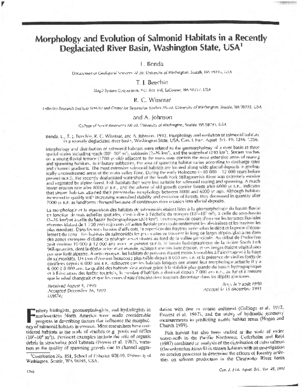 (PDF) Morphology and Evolution of Salmonid Habitats in a Recently ...