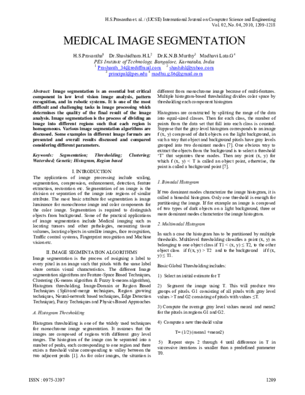 (PDF) Medical Image Segmentation