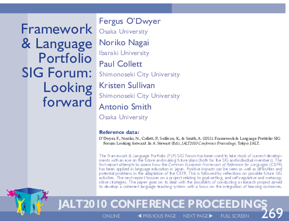(PDF) Framework & Language Portfolio SIG Forum: Looking forward.