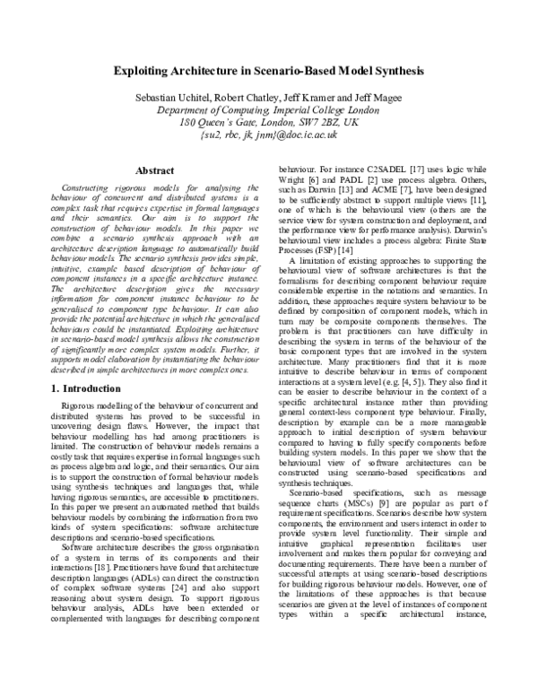 (PDF) Exploiting Architecture in Scenario-Based Model Synthesis