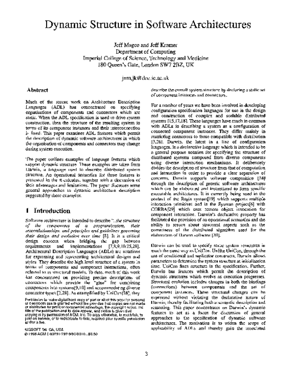 (PDF) Dynamic structure in software architectures