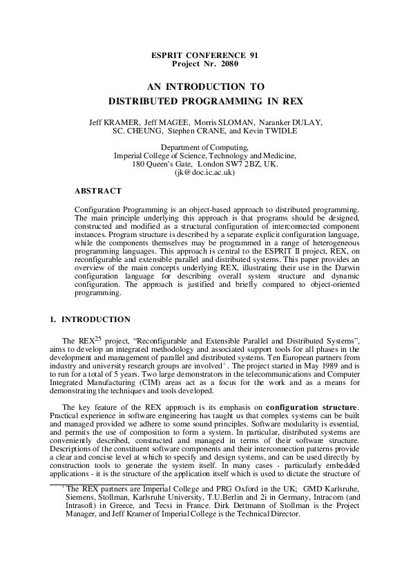 (PDF) An Introduction to Distributed Programming in Rex