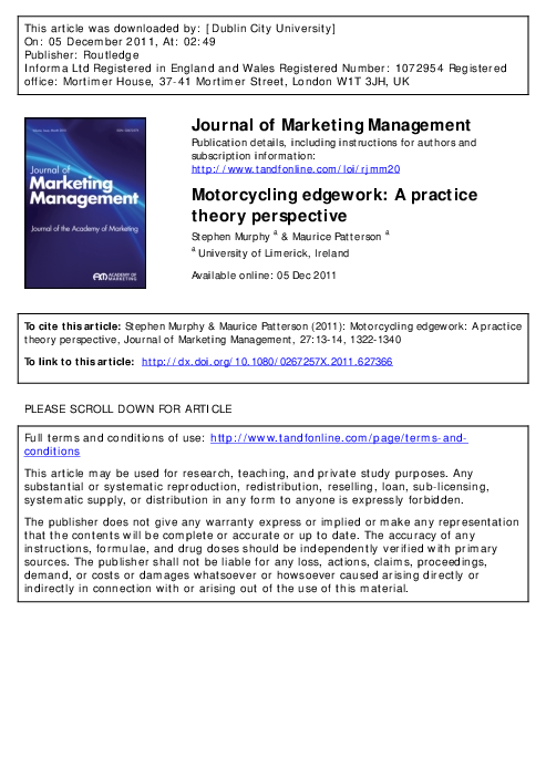 (PDF) Motorcycling edgework: A practice theory perspective