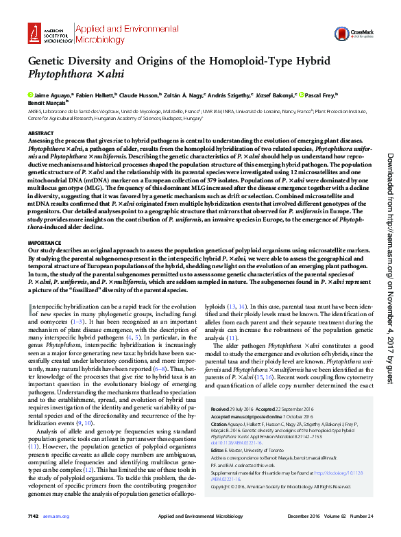 (PDF) Genetic diversity and origins of the homoploid allopolyploid ...