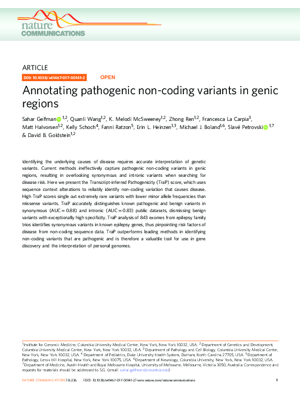 (PDF) Annotating pathogenic non-coding variants in genic regions