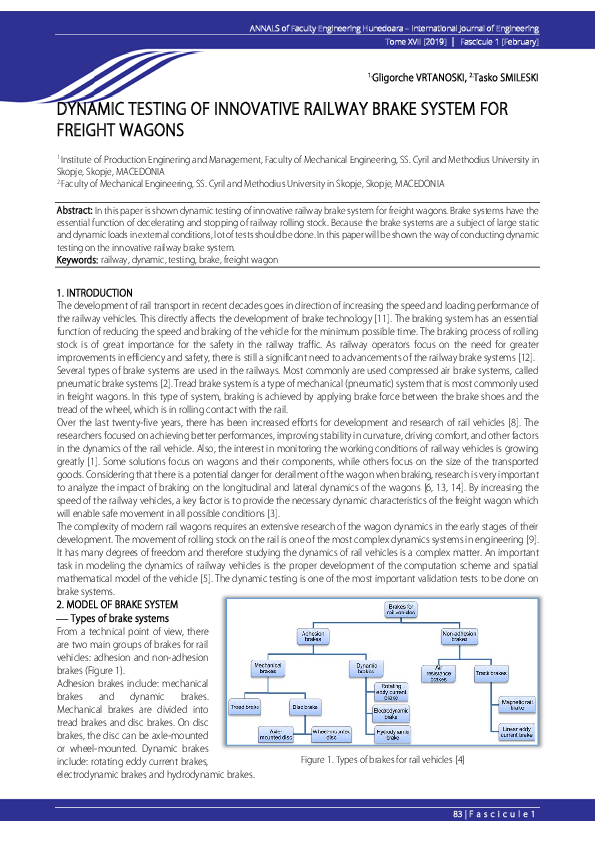 (PDF) Dynamic Testing of Innovative Railway Brake System for Freight Wagons