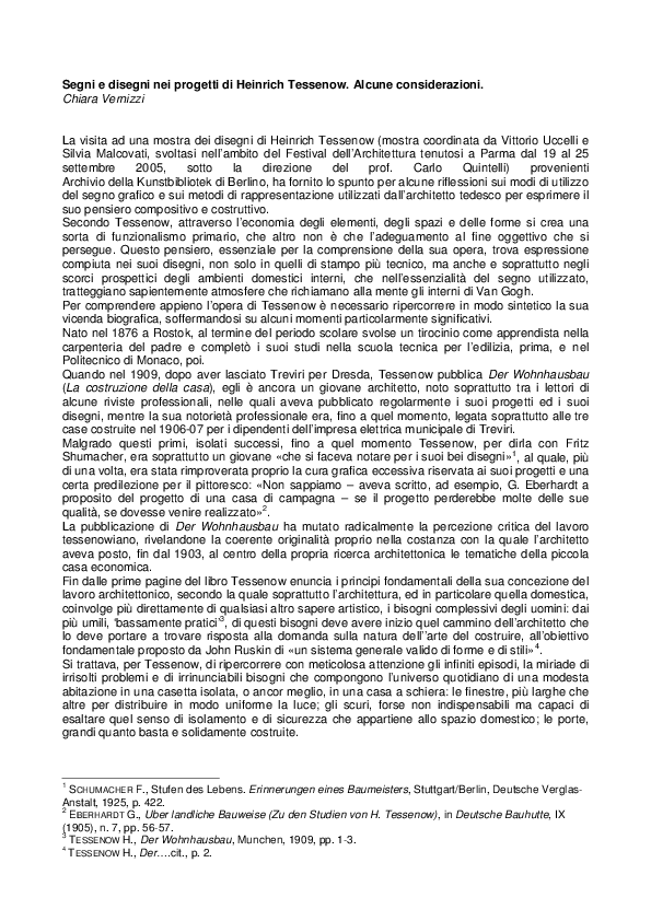 (PDF) Segni e disegni nei progetti di Heinrich Tessenow. Alcune ...
