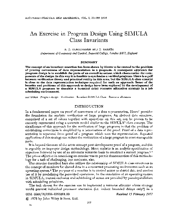 (PDF) An exercise in program design using SIMULA class invariants