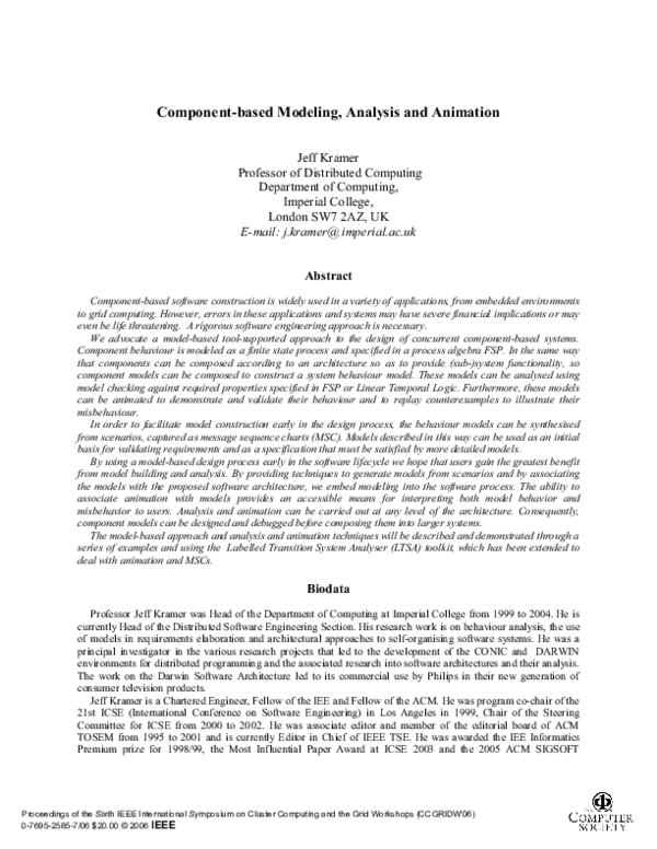 Pdf Component Based Modeling Analysis And Animation
