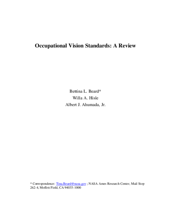 (PDF) Occupational vision standards: A review