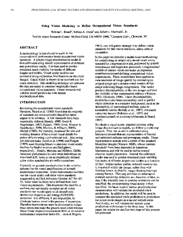 (PDF) Using Vision Modeling to Define Occupational Vision Standards