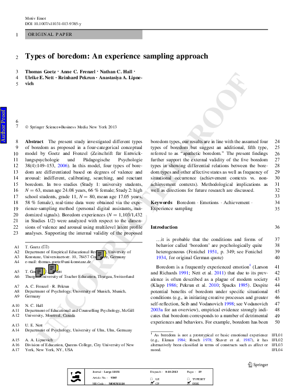 (PDF) Types of boredom: An experience sampling approach