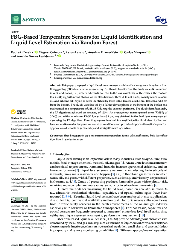 (PDF) FBG-Based Temperature Sensors for Liquid Identification and Liquid Level Estimation via ...