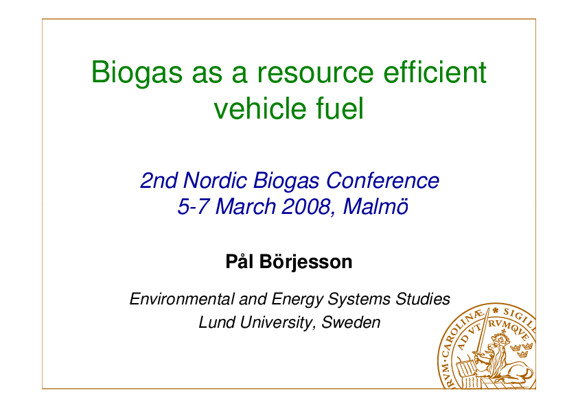 (PDF) Biogas as a resource-efficient vehicle fuel
