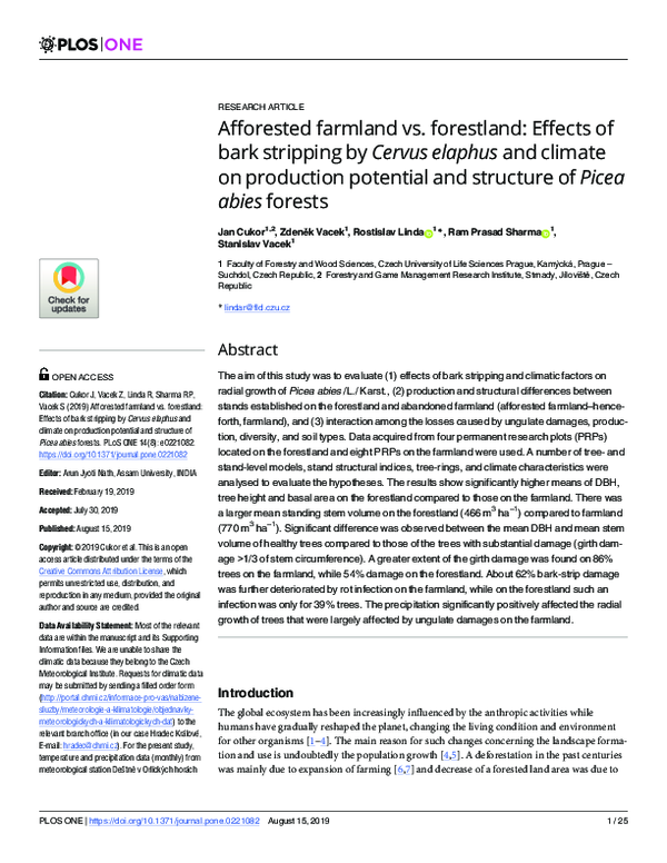 (PDF) Afforested farmland vs. forestland: Effects of bark stripping by ...
