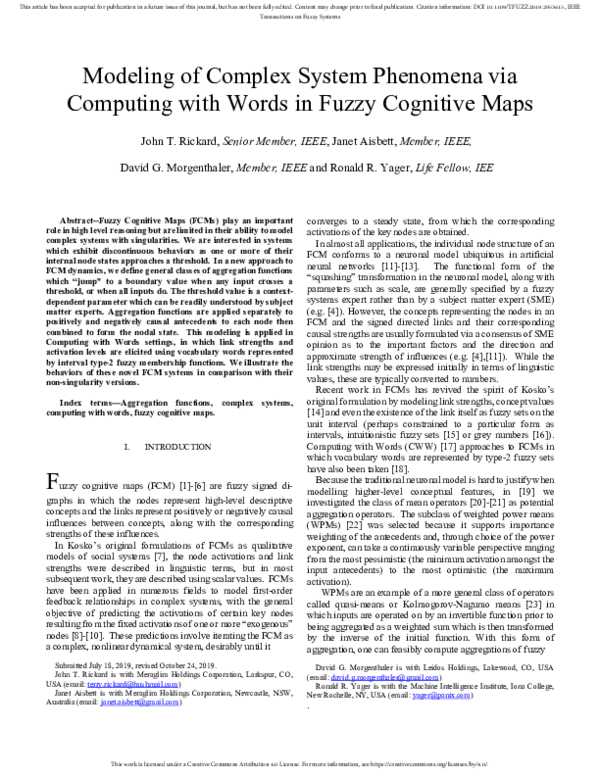(PDF) Modeling of Complex System Phenomena via Computing with Words in Fuzzy Cognitive Maps ...