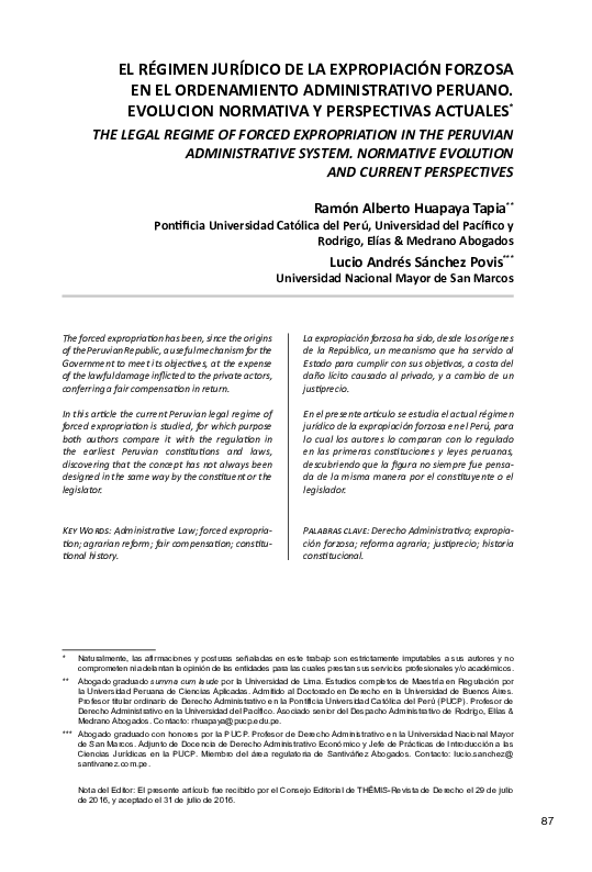 (PDF) The legal regime of forced expropiation in the peruvian ...