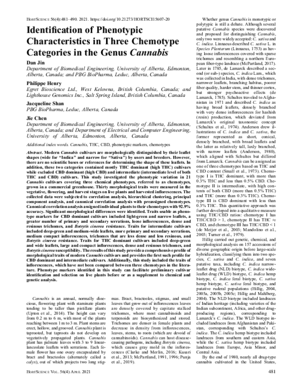 (PDF) Identification of Phenotypic Characteristics in Three Chemotype ...
