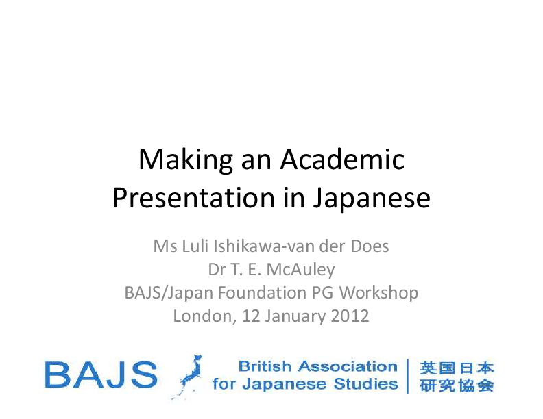 (PPT) Making an Academic Presentation in Japanese