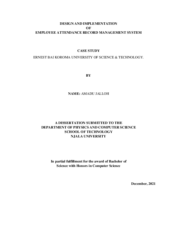 (PDF) DESIGN AND IMPLEMENTATION OF EMPLOYEE ATTENDANCE RECORD ...